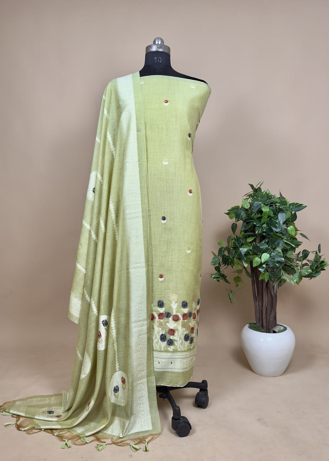 Green Jamdani Salwar Kameez With Dupatta